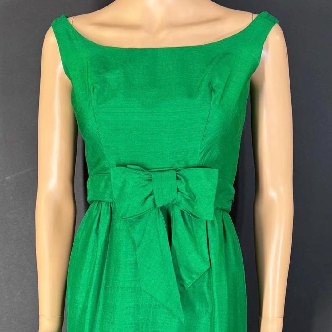 Adorable Late 1950s Emerald Green Silk Cocktail Dress by S Howard ...