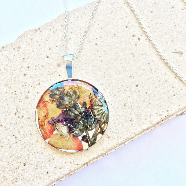 Custom Dried Flower Pendant Necklace - Memory Necklace - Dried Flower ...