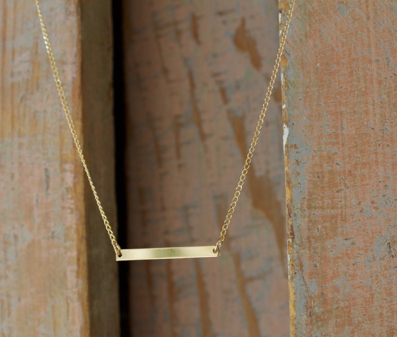 Tiny Gold Bar Necklace - 14K GF Tiny Bar - Dainty Bar Necklace - Dainty ...