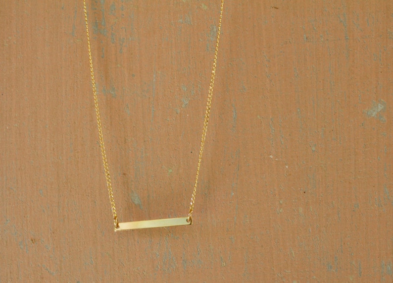 Tiny Gold Bar Necklace - 14K GF Tiny Bar - Dainty Bar Necklace - Dainty ...