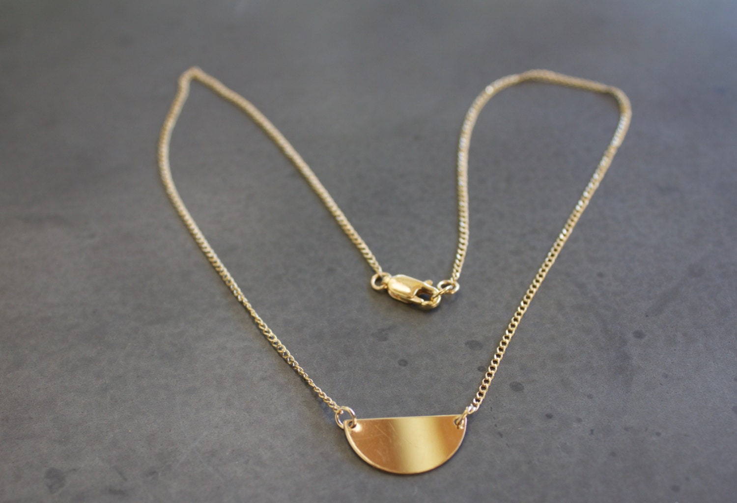 Half Moon Necklace-14k Gold Filled- Yellow Gold - Delicate Necklace ...