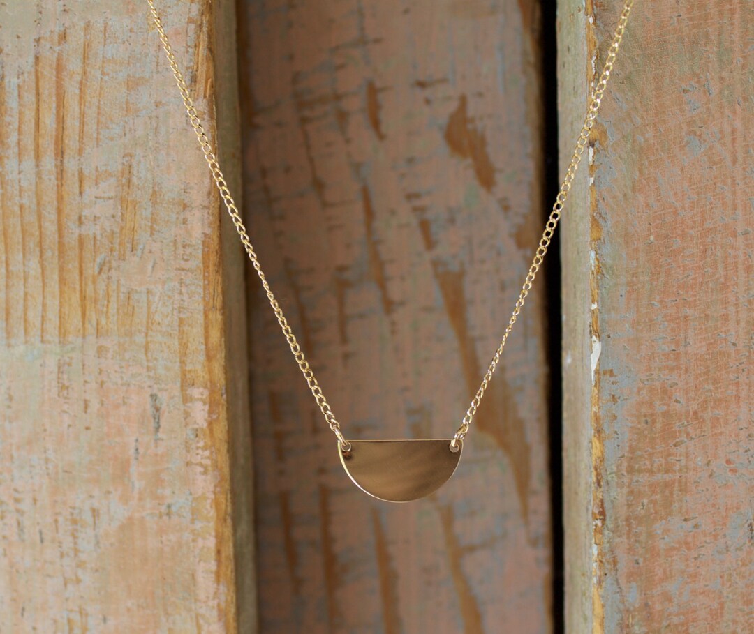 Half Moon Necklace-14k Gold Filled- Yellow Gold - Delicate Necklace ...