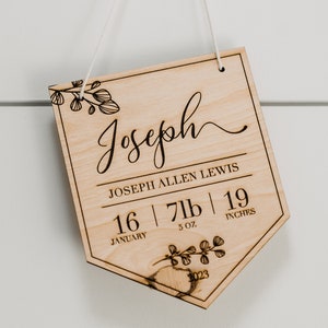 Personalized Baby Name Sign: Laser Engraved Birch Wood Birth Stats - Etsy