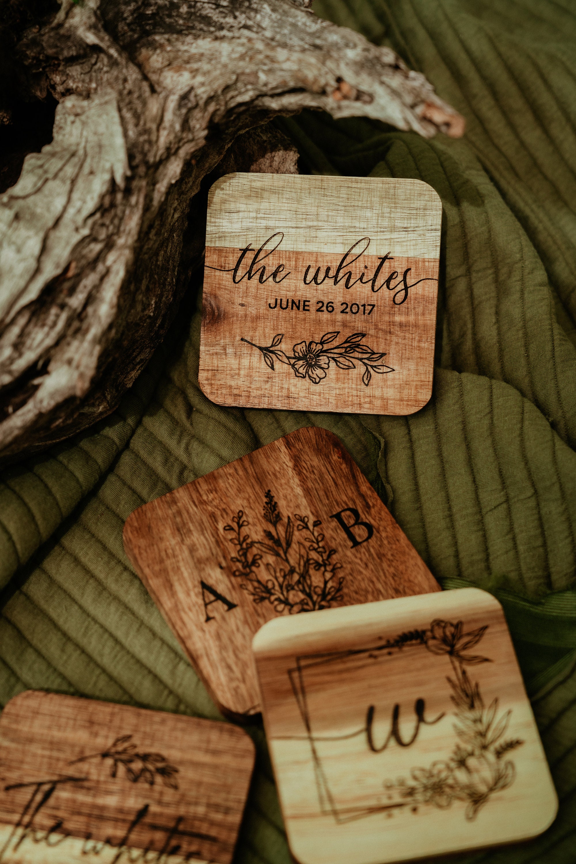 Personalized Wooden Coasters / Acacia Wood / Laser Engraved - Etsy