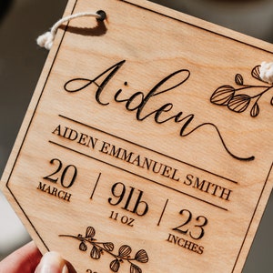 Personalized Baby Name Sign: Laser Engraved Birch Wood Birth Stats - Etsy