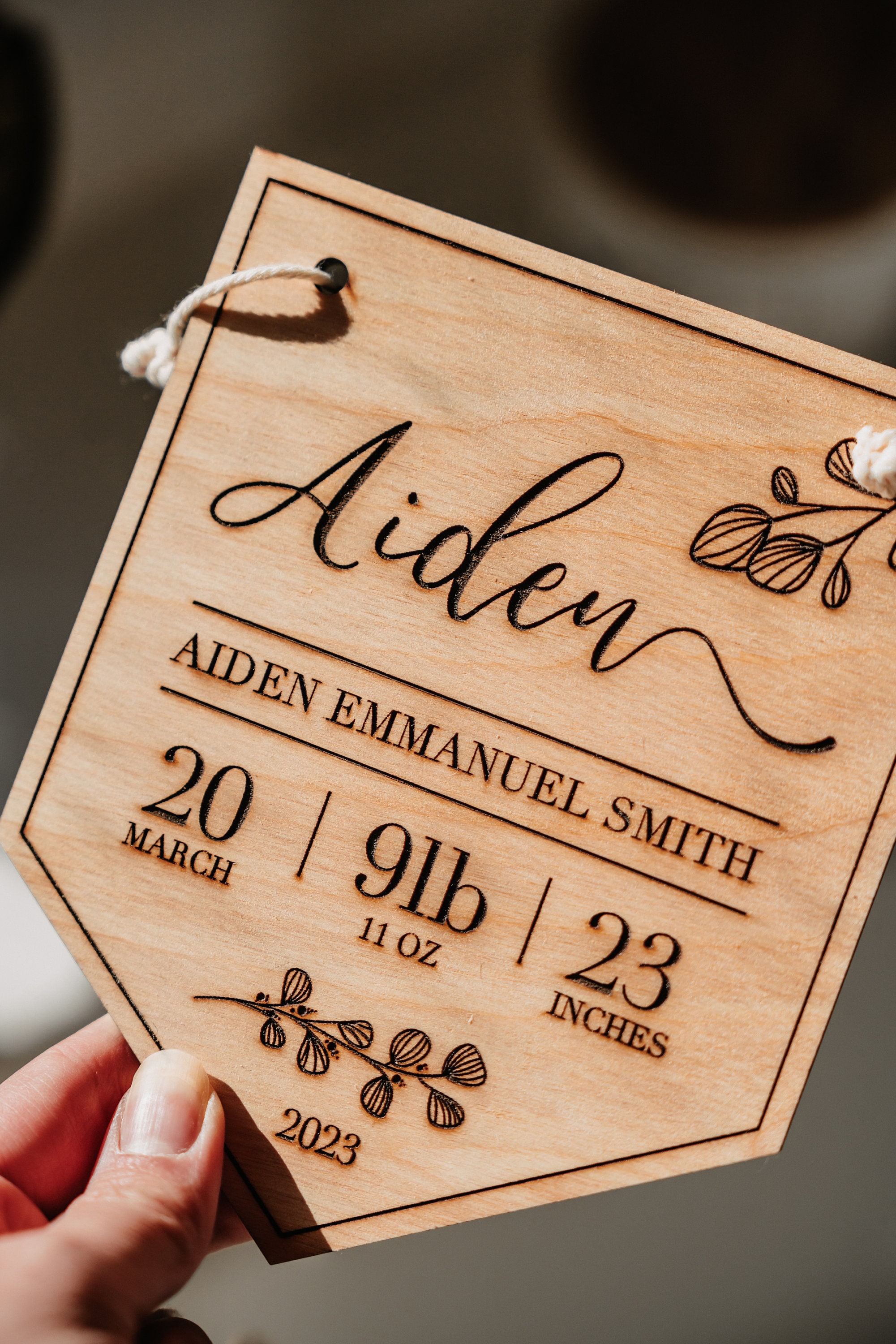 Personalized Baby Name Sign: Laser Engraved Birch Wood Birth Stats - Etsy
