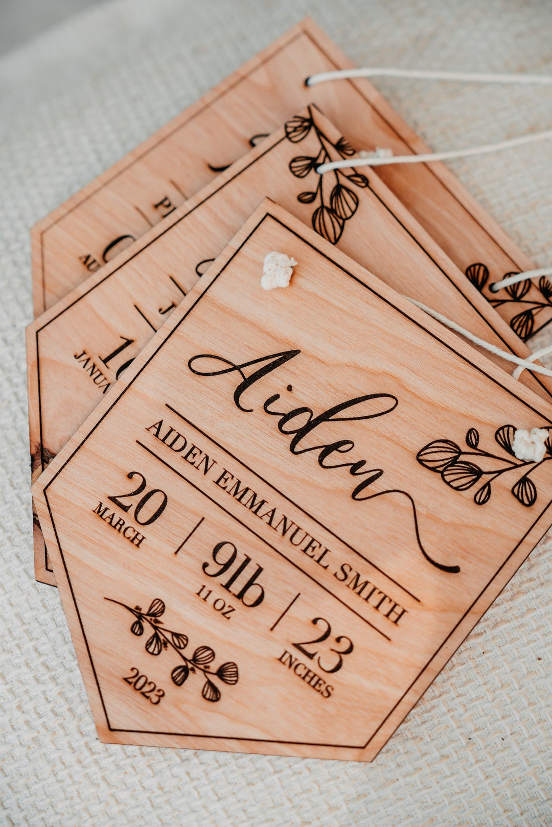 Personalized Baby Name Sign: Laser Engraved Birch Wood Birth Stats - Etsy