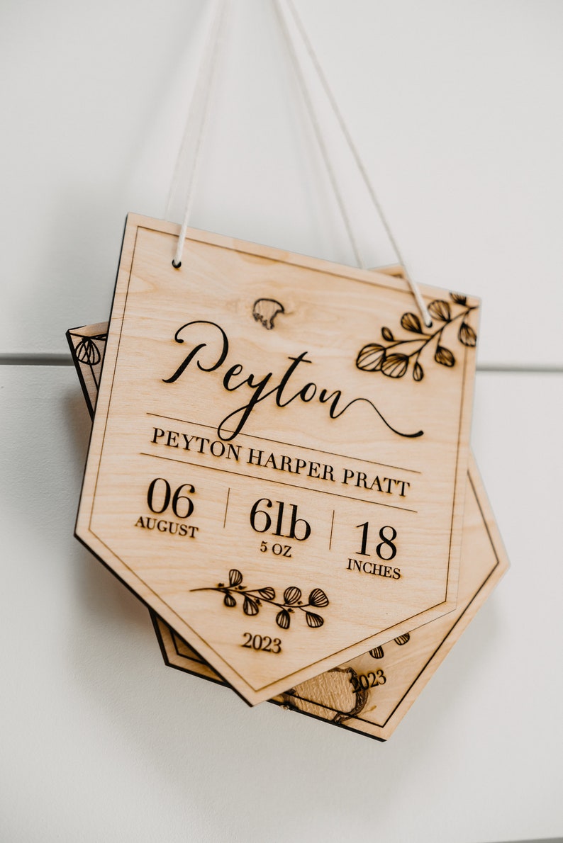 Personalized Baby Name Sign: Laser Engraved Birch Wood Birth Stats - Etsy