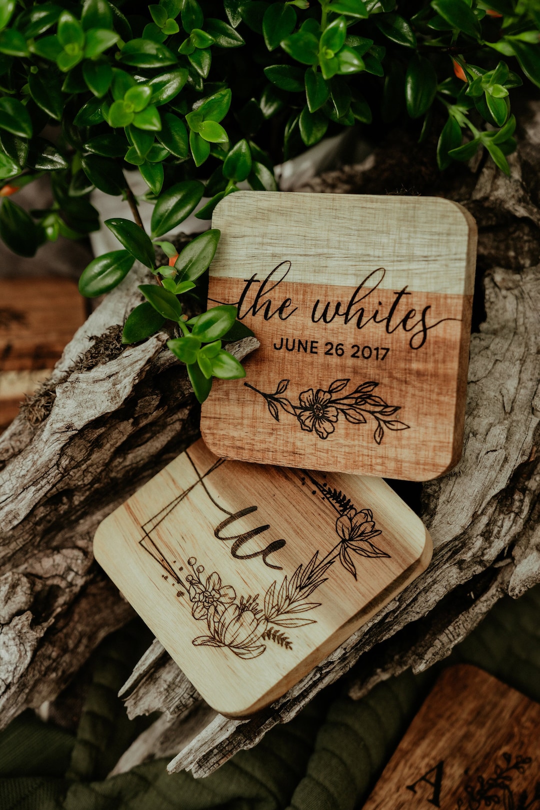 Personalized Wooden Coasters / Acacia Wood / Laser Engraved Coasters ...