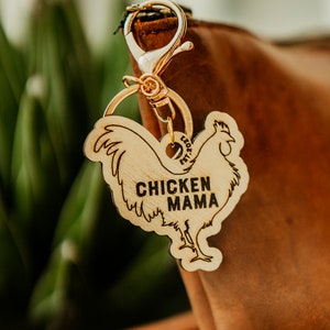 Cow & Chicken Keychains, Cow Key Tag, Chicken Mama, Farm Animals, Laser ...