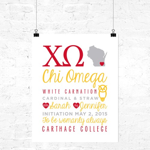 Chi Omega Sorority Peachy Printable Art Print Chi Omega | Etsy