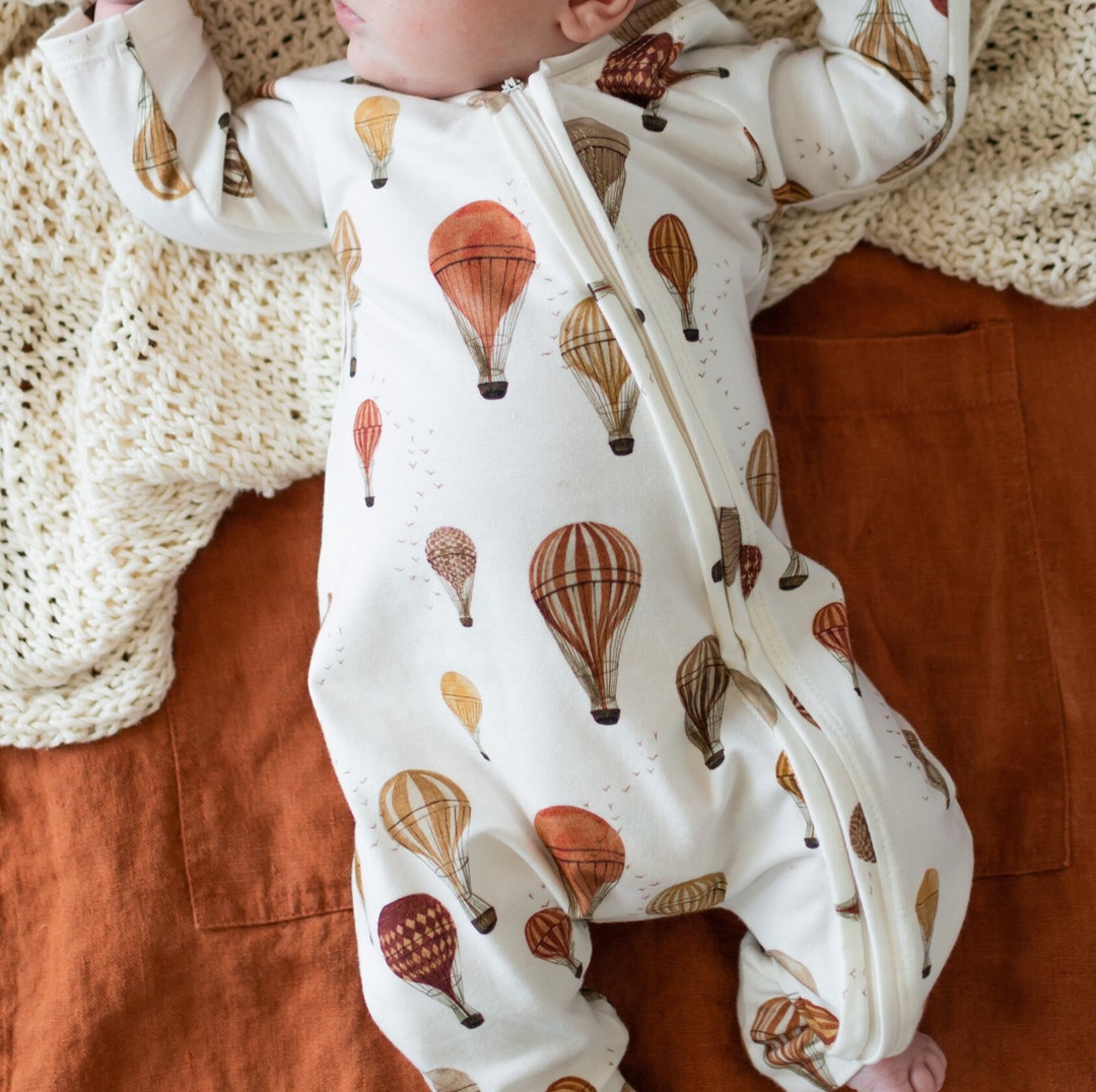 Hot Air Balloon Baby Romper: Organic Cotton Zipper One Piece - Etsy