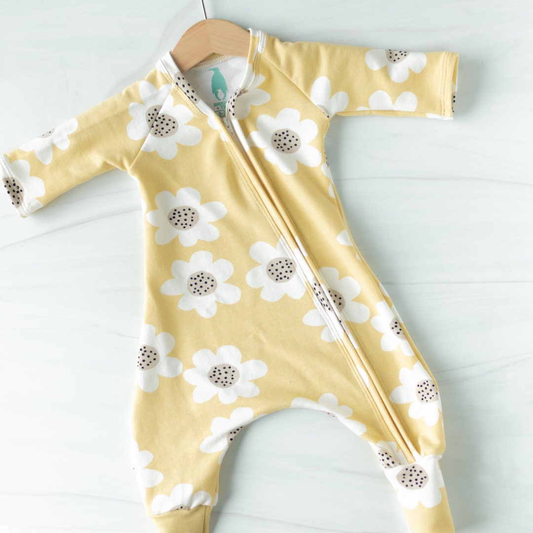 Yellow Flower Baby Outfit, Zipper Baby Outfit, Baby Girl Clothes ...