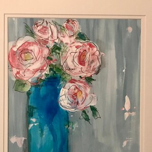 Blushing Bride~ Pink Roses Original Art Abstract Floral - Etsy