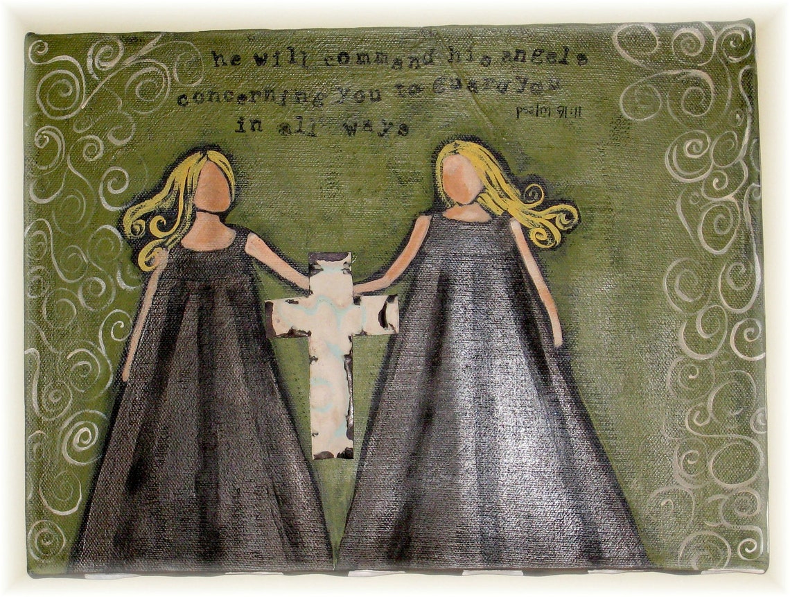 He Will Command His Angels Original Acrylic Painting - Etsy