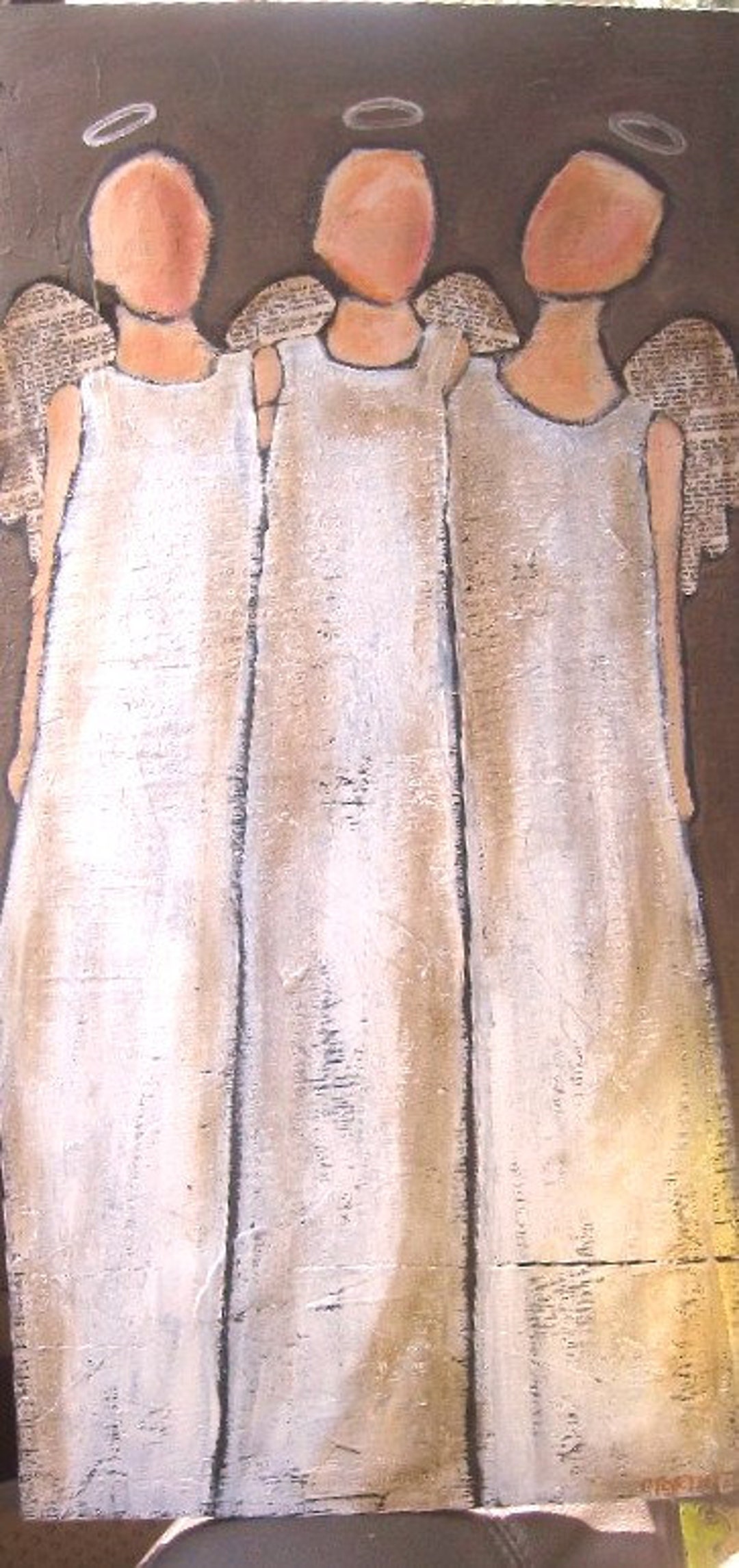 The Trinity: 3 Angels Original Acrylic on Wood Painting - Etsy