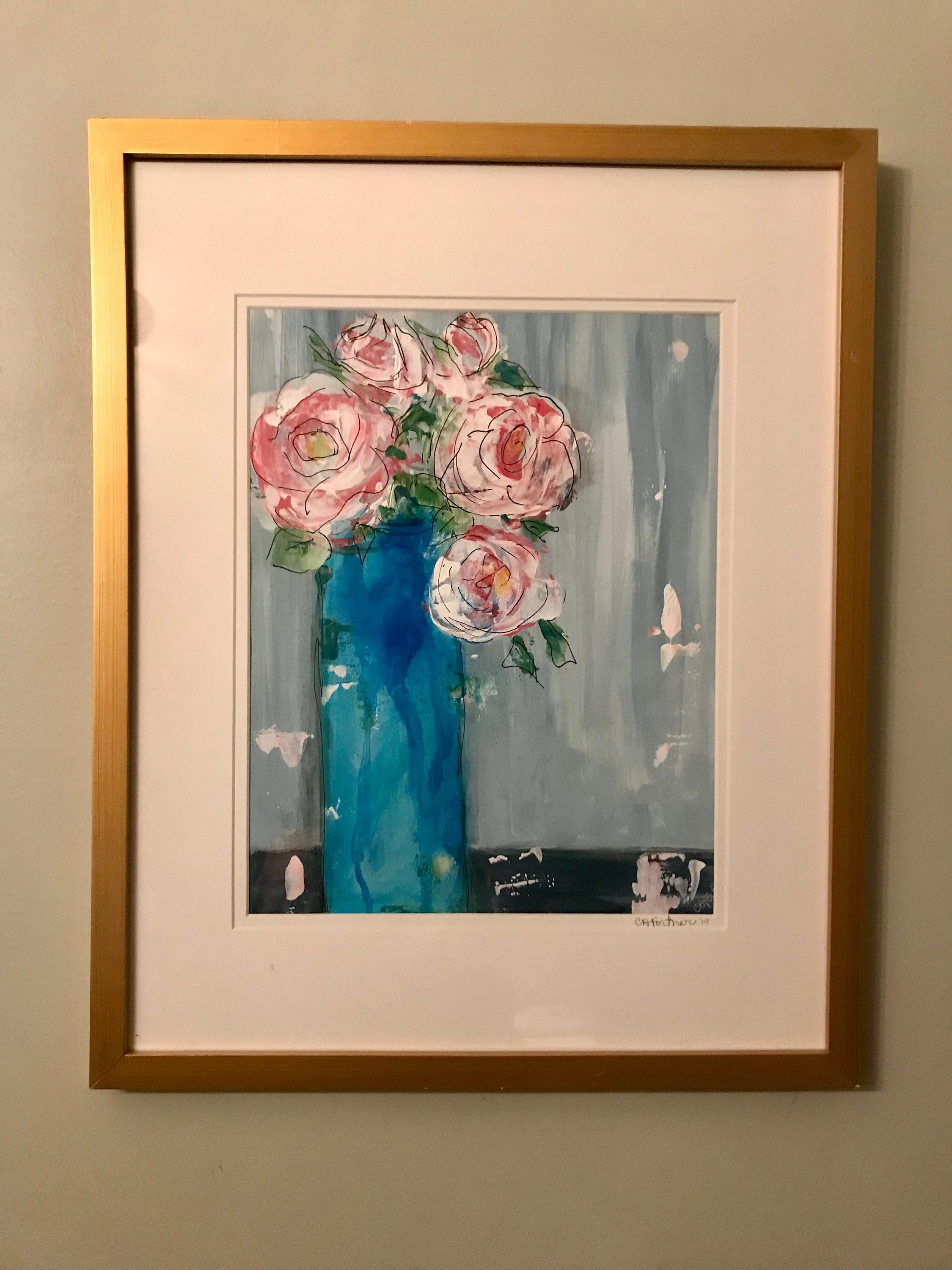 Blushing Bride Pink Roses Original Art Abstract Floral - Etsy