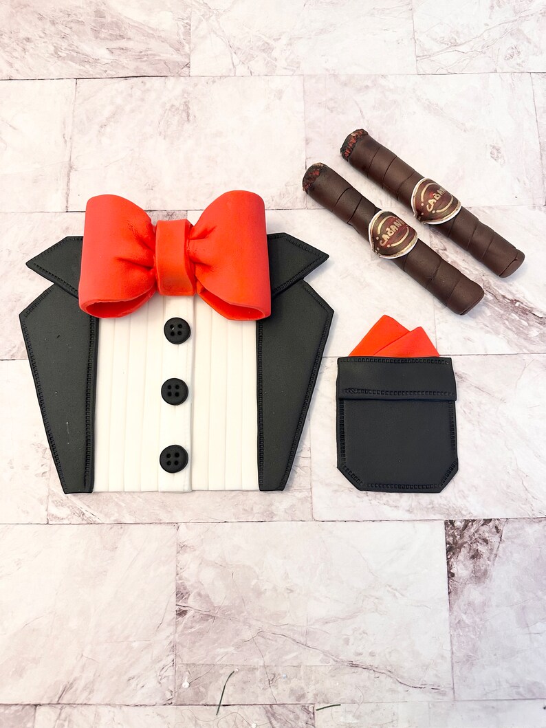 3D Cigars and 2D Tuxedo Fondant Toppers. - Etsy