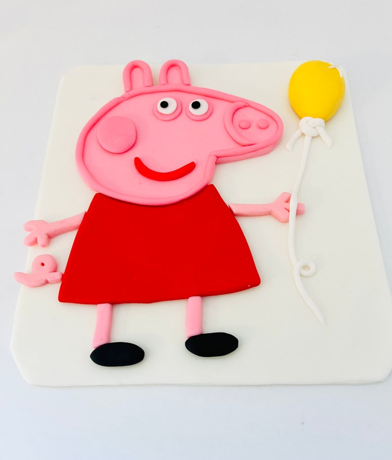 2D Peppa Pig With Balloon Fondant Topper. - Etsy