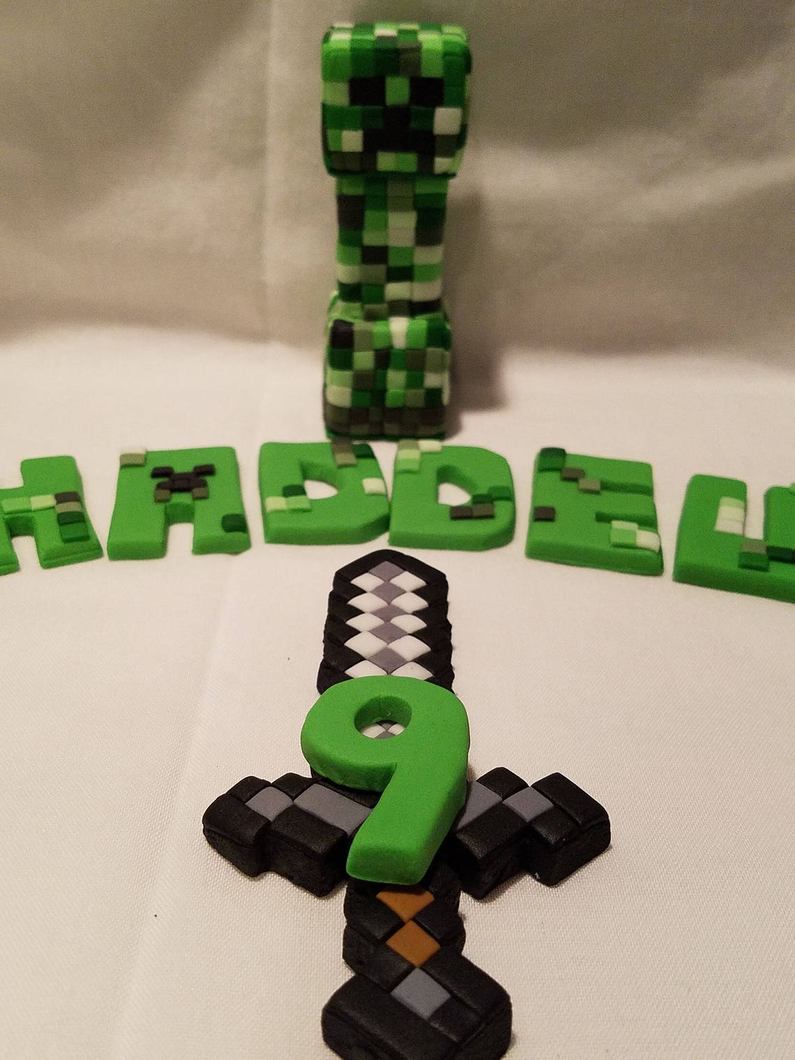 3D Minecraft Creeper Enderman and Sword Fondant Toppers. Name - Etsy