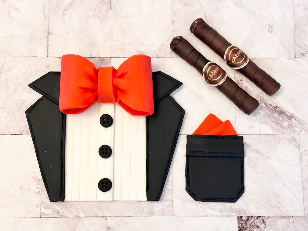 3D Cigars and 2D Tuxedo Fondant Toppers. - Etsy