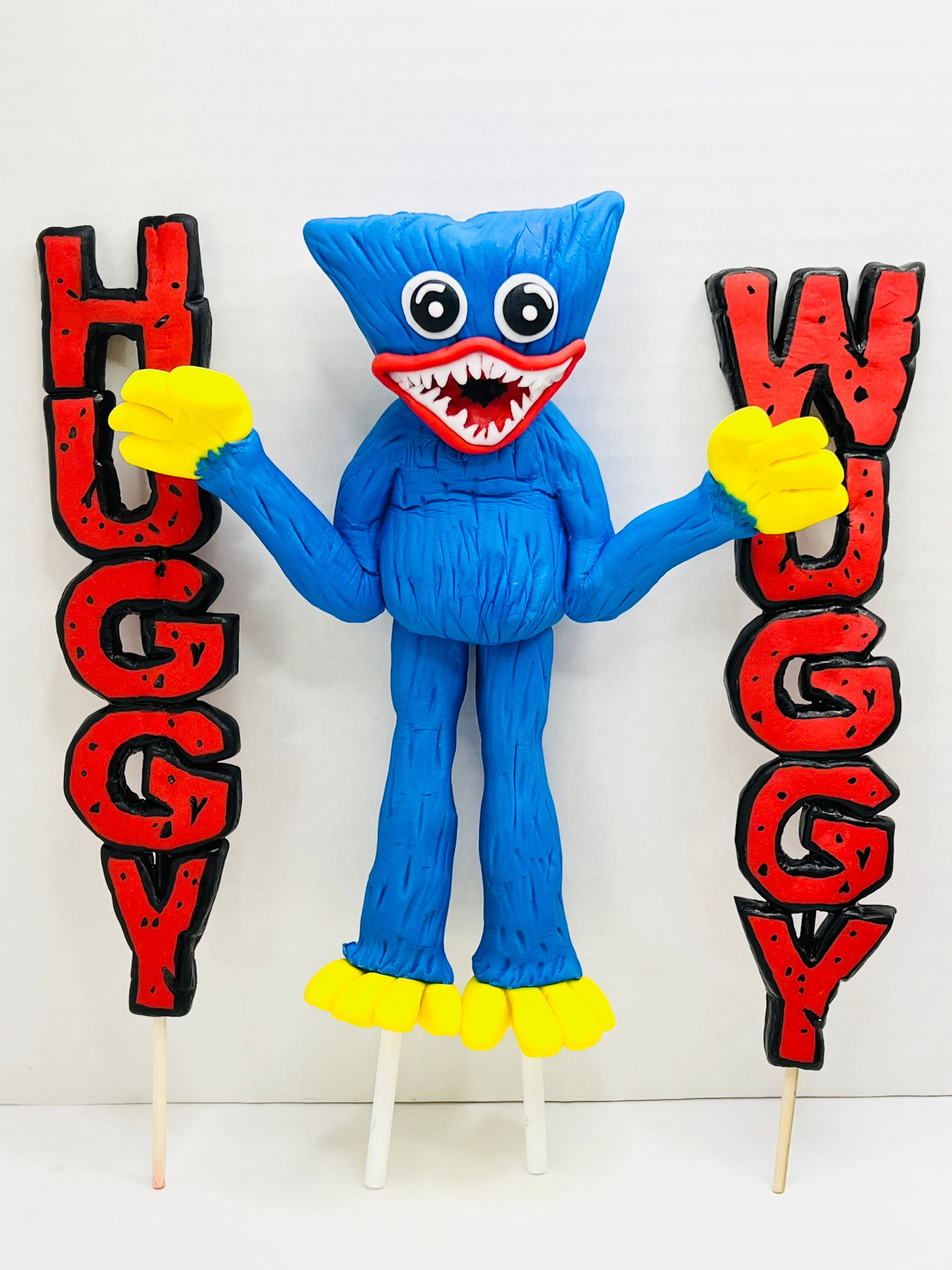 3D Huggy Wuggy Character and Logo Sign Fondant Toppers. | Etsy India