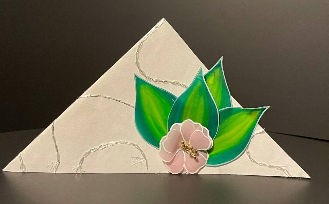 Triangle Birthday Greetings Card With 3D Flower and Leaves. - Etsy