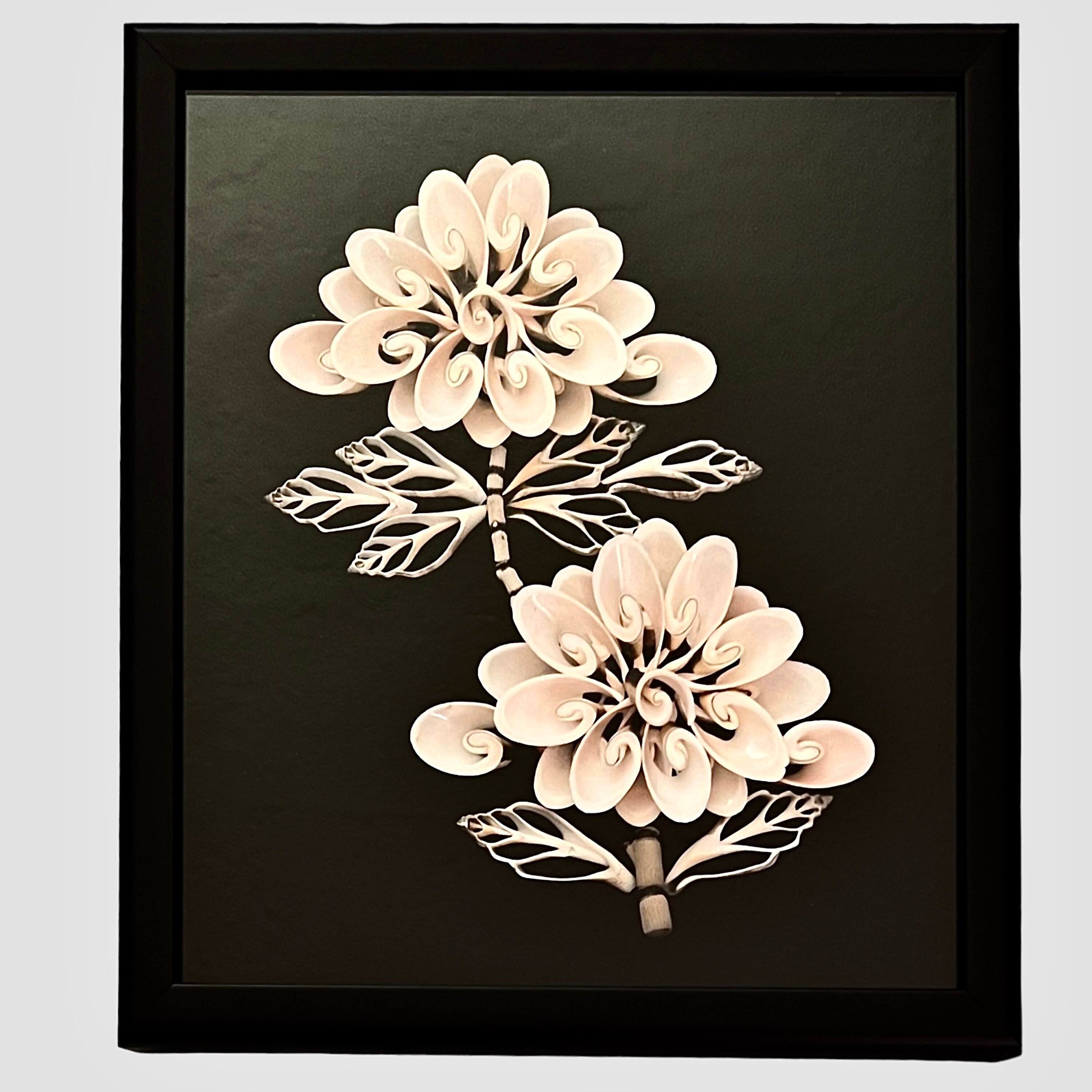 Shell Art in Shadow Box, 3D Wall Decor, Old Carved Flower Design - Etsy