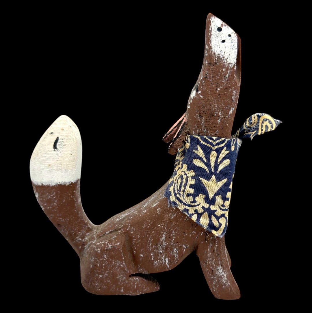 Folk Art Coyote, Vintage Wood Carving, Hand Painted - Etsy