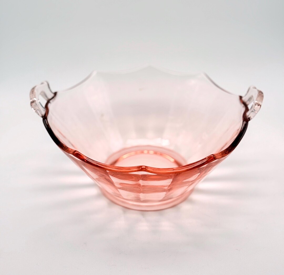 Pink Depression Glass Scalloped Serving Bowl With Handles, Dainty! - Etsy