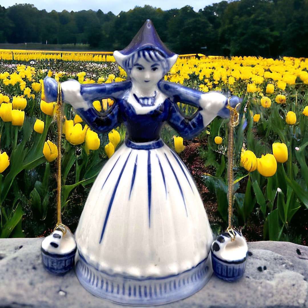 Delft Blue Milkmaid, Dairy Dutch Girl With Buckets That Ring Her Bell ...