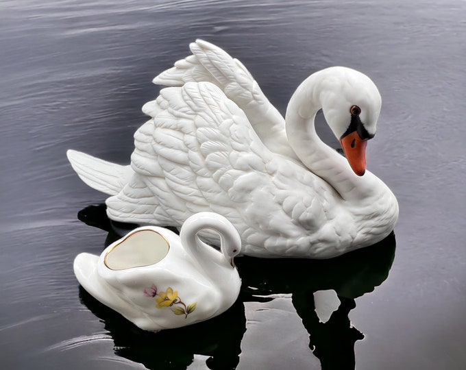 Swan Figurines, Vintage Masterpiece Collections by Homco With Mid ...