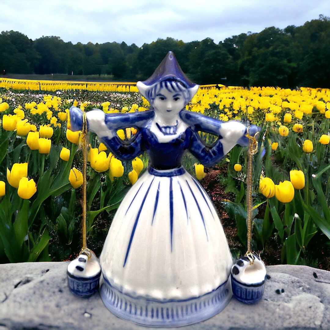 Delft Blue Milkmaid, Dairy Dutch Girl With Buckets That Ring Her Bell ...