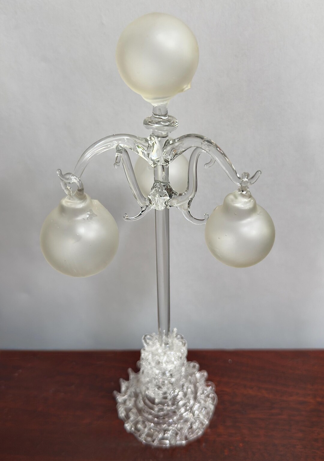 Blown Glass Globe Street Light Figurine, Three Removable Globes, Unique ...