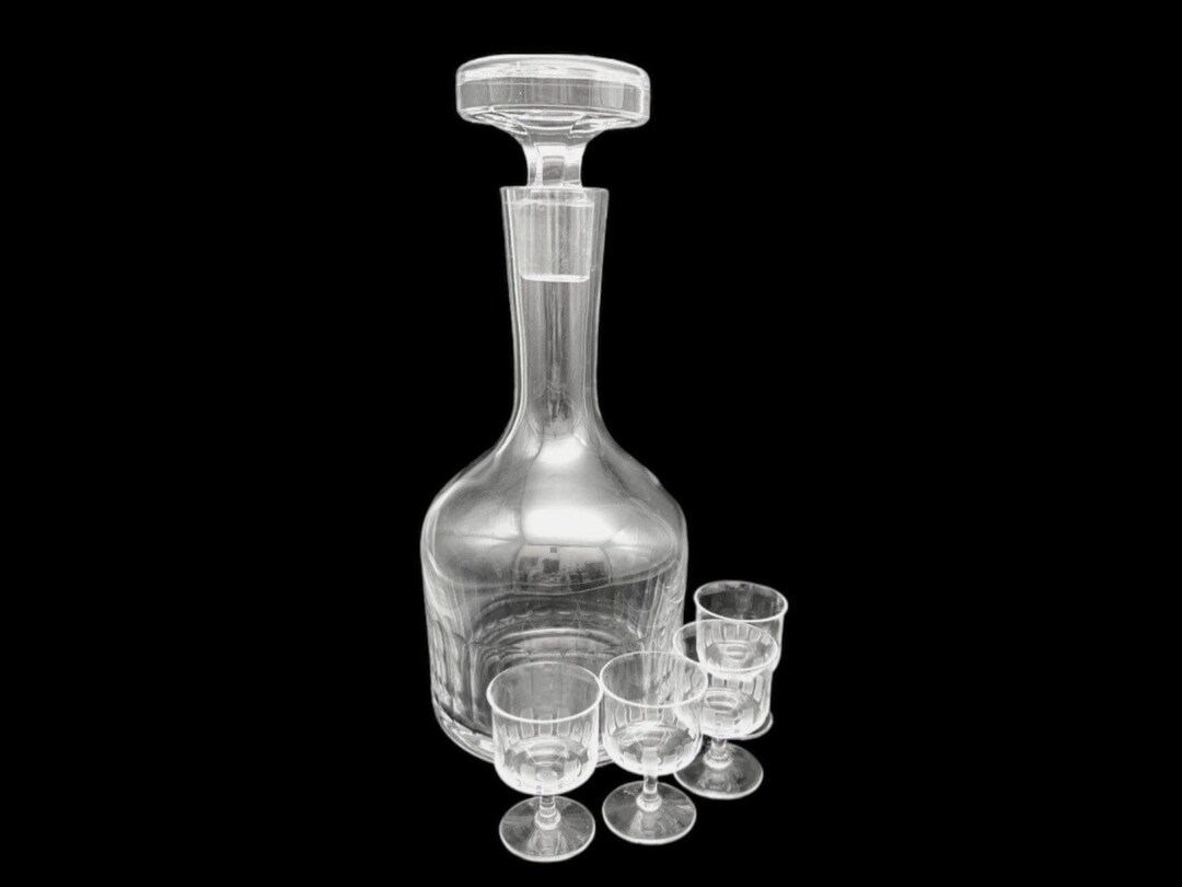 Bayel France Crystal Decanter Set With Etched Cordial Glasses - Etsy
