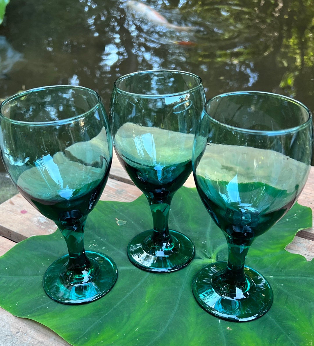 Libbey Water Glasses, Juniper Green Teardrop, Ten Ounce Glassware ...