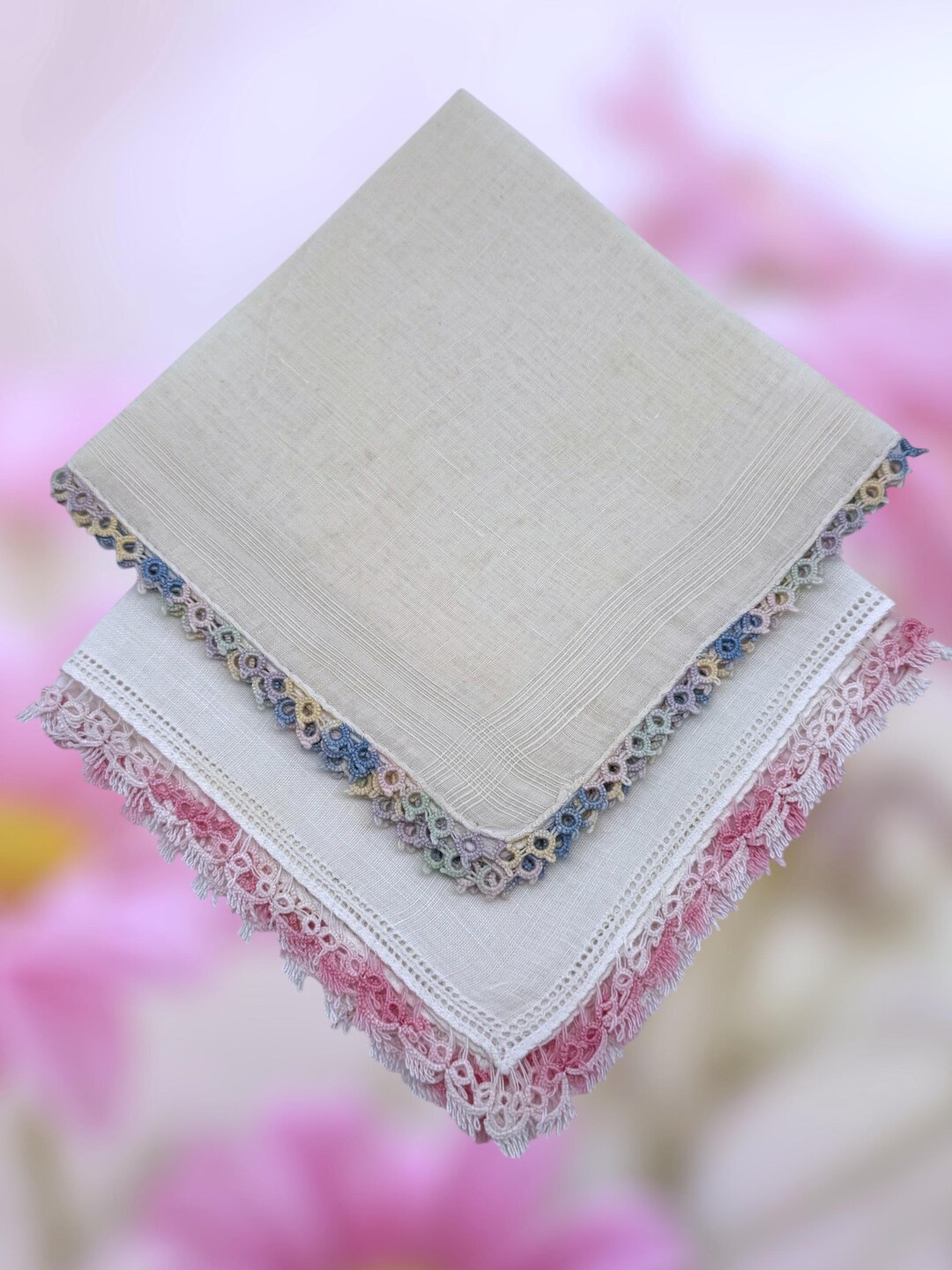 Two Antique Tatted Handkerchiefs - Etsy