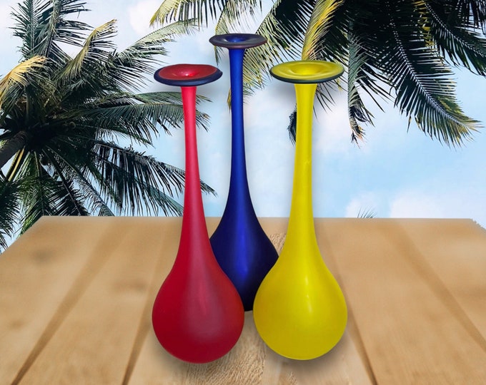 Set Three Tall Vases, Mid Century Modern, Primary Colors, Pier One ...