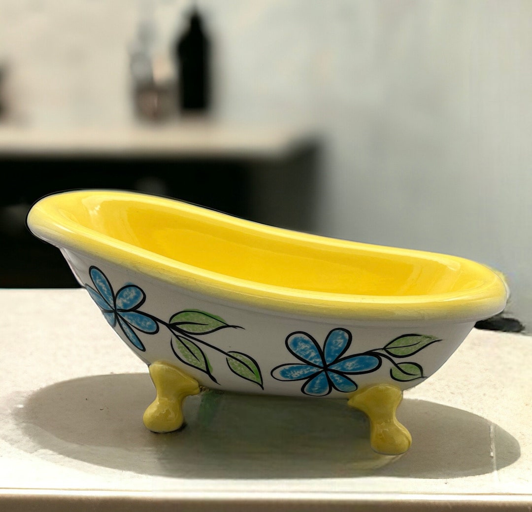 Bright Yellow Bath Tub Soap Dish, Dollhouse Tub, Mann Seymour, Mid ...