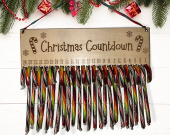 Wood Candy Cane Christmas Countdown - Etsy