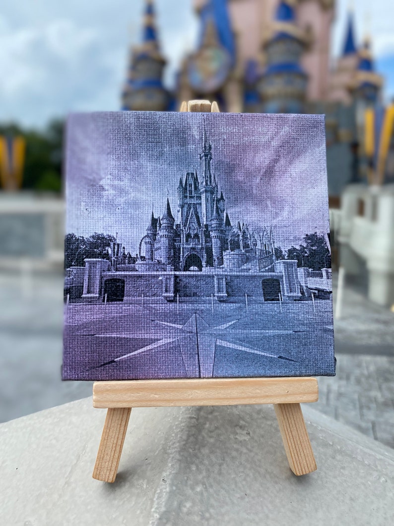 Disney Castle 4x4 Laser Engraved Desktop Canvas - Etsy