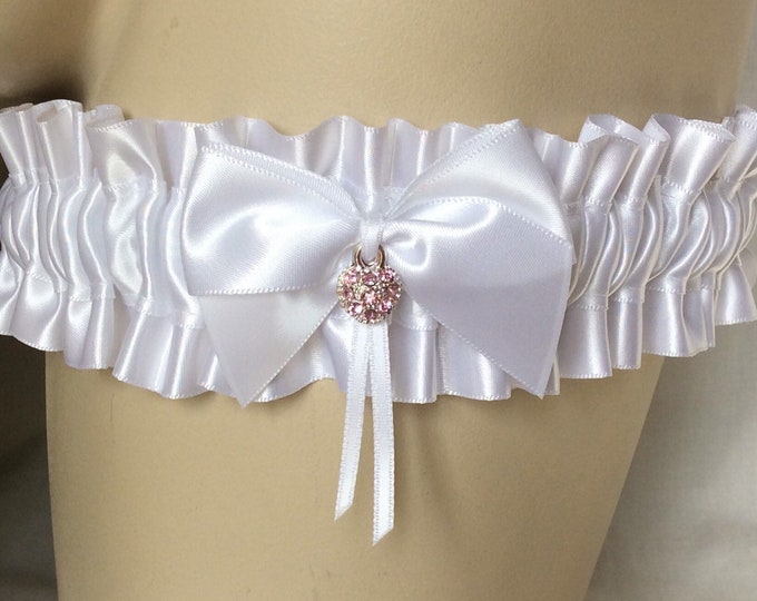 White Satin Sparkly Diamante Heart Garter - Etsy