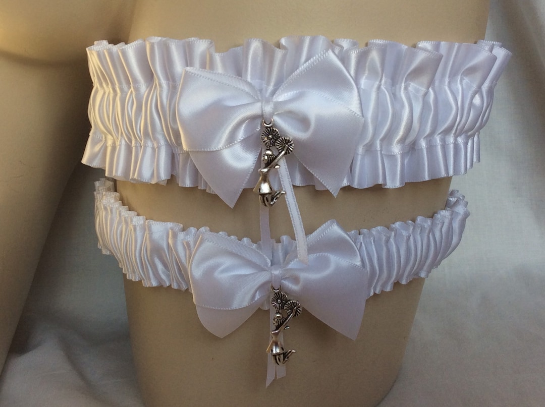White Satin Cheerleader Single Garter , or Garter Set - Etsy