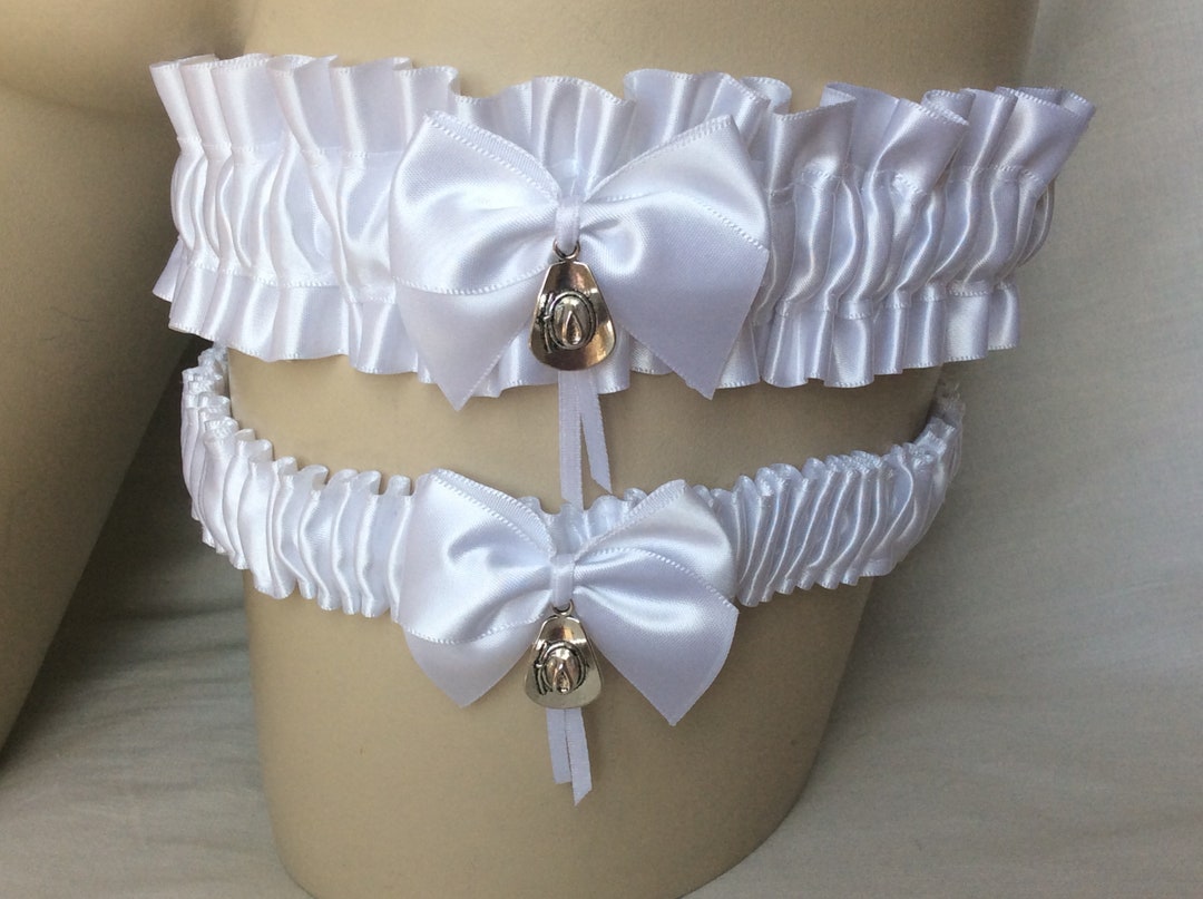 White Satin Cowboy Hat Single Garter , or Garter Set - Etsy
