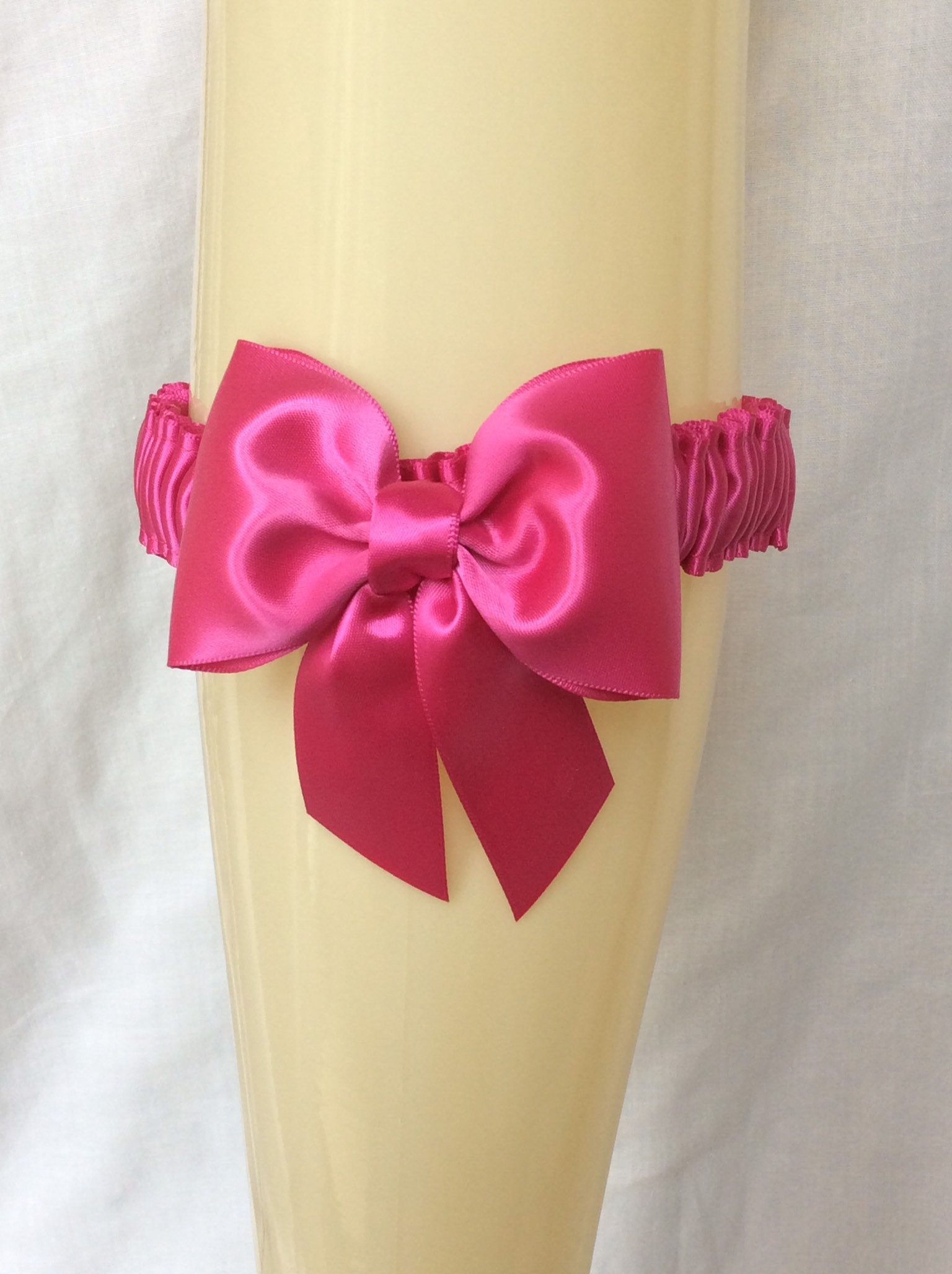Bright Pink Satin Big Bow Garter - Etsy UK