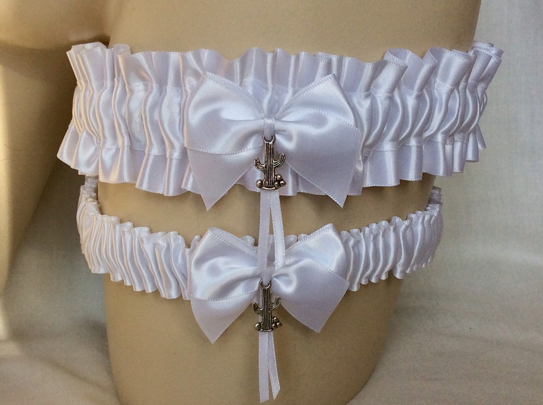 White Satin Cactus Single Garter or Set - Etsy