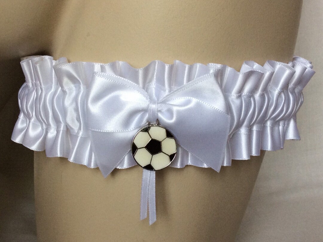 White Satin Soccer Football Garter - Etsy