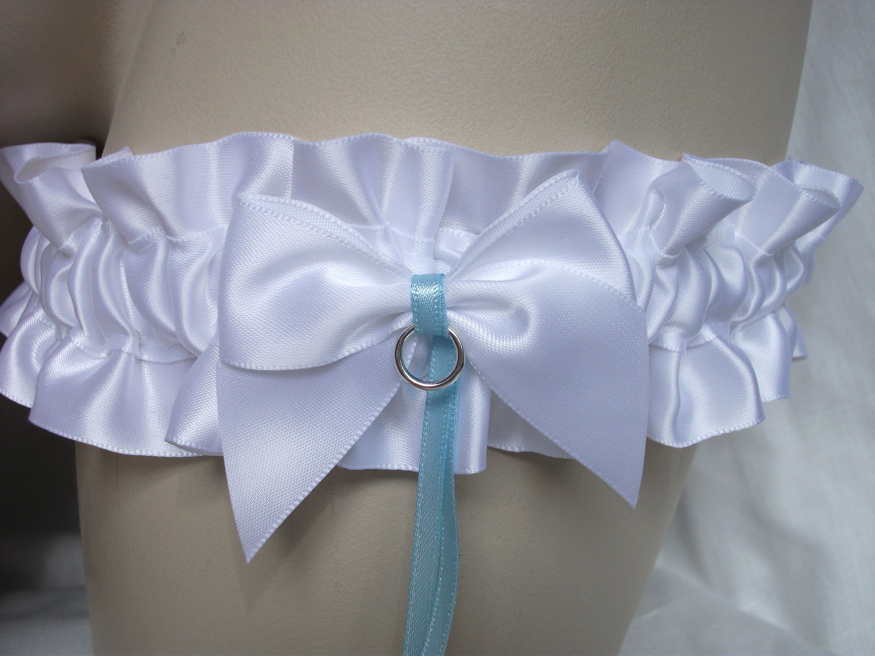 White Pale Blue Satin Garter To Personalise Yourself With Hoop | Etsy