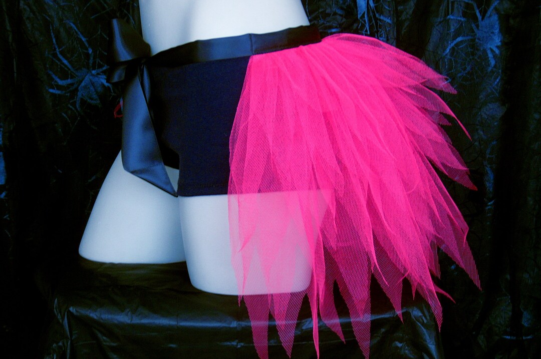 Adult Ladies Neon Fluorescent Pink Half Tutu Bustle Net Over Skirt ...