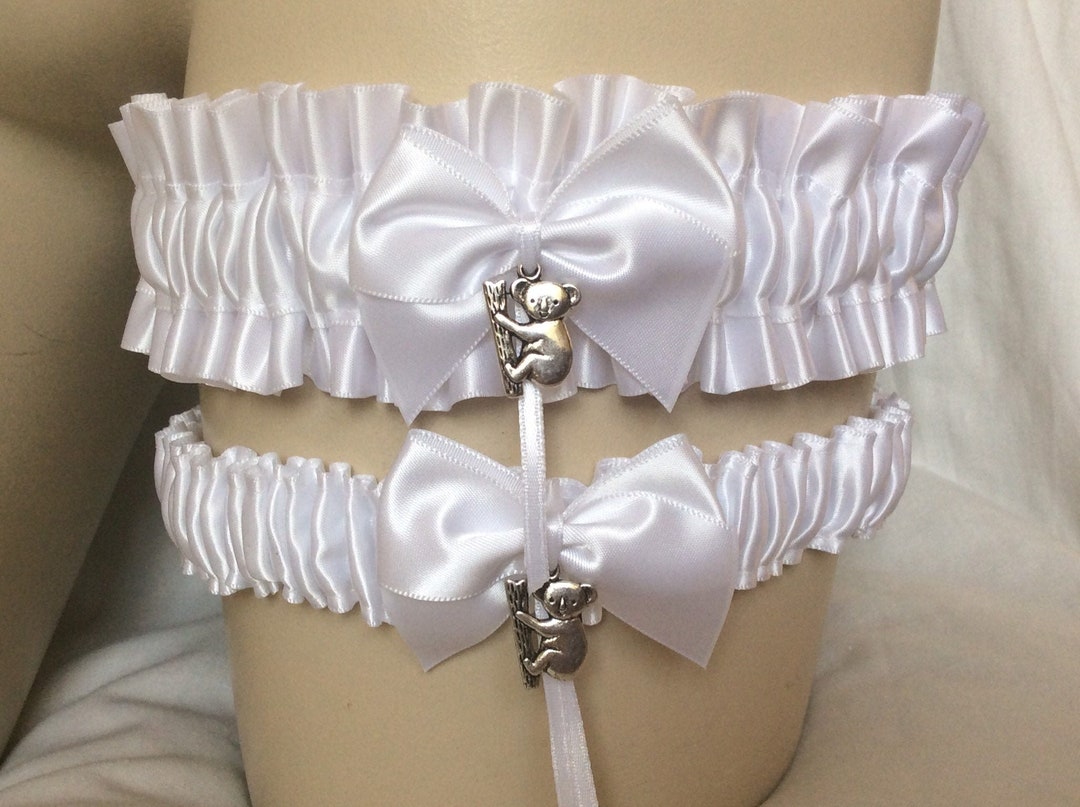 White Satin Koala Bear Single Garter or Garter Set - Etsy